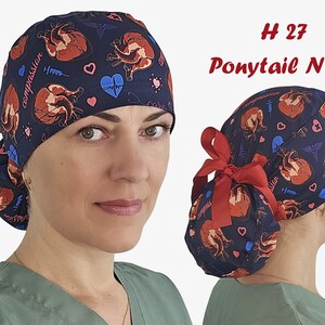 Cardiology Scrub Caps, Anatomy Heart Surgical Cap, Ponytail Scrub Cap ...