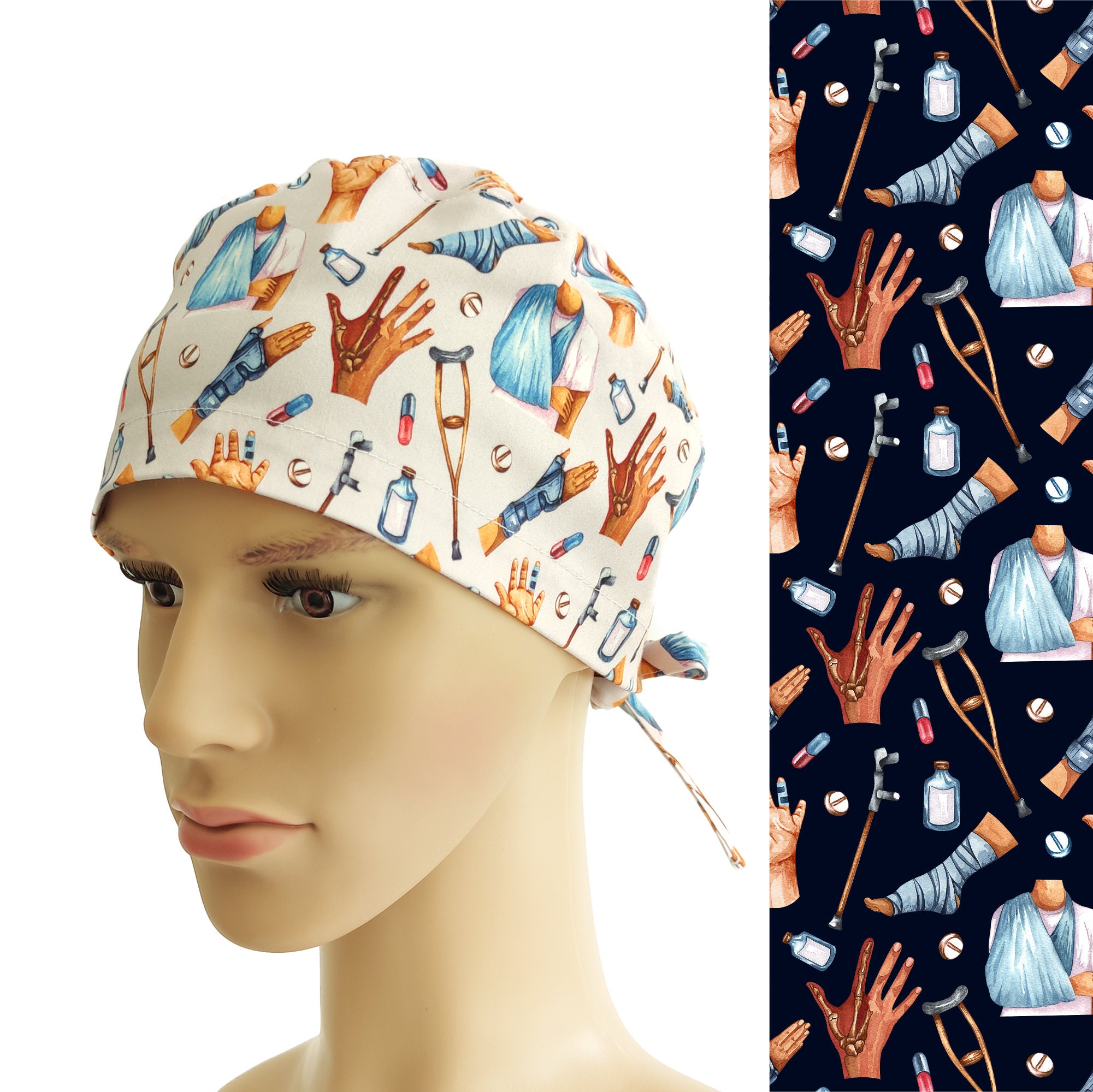 Bones Print Scrub Cap, Orthopedic Surgical Hat, Anatomy Skeleton Scrub ...