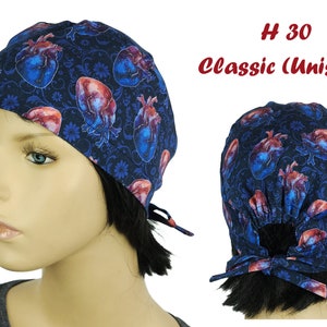 Anatomy Heart Scrub Caps for Women, Surgical Hat Ponytail, Cardiology ...