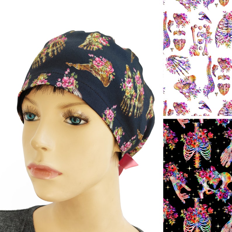 Bones Print Scrub Cap, Orthopedic Surgical Hat, Anatomy Skeleton Scrub ...