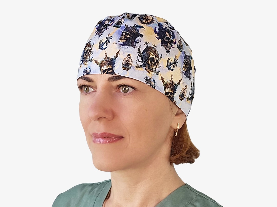 Pirates Surgery Scrub Cap, Ponytail Surgical Hat, Nurse Bonnet, Mens ...