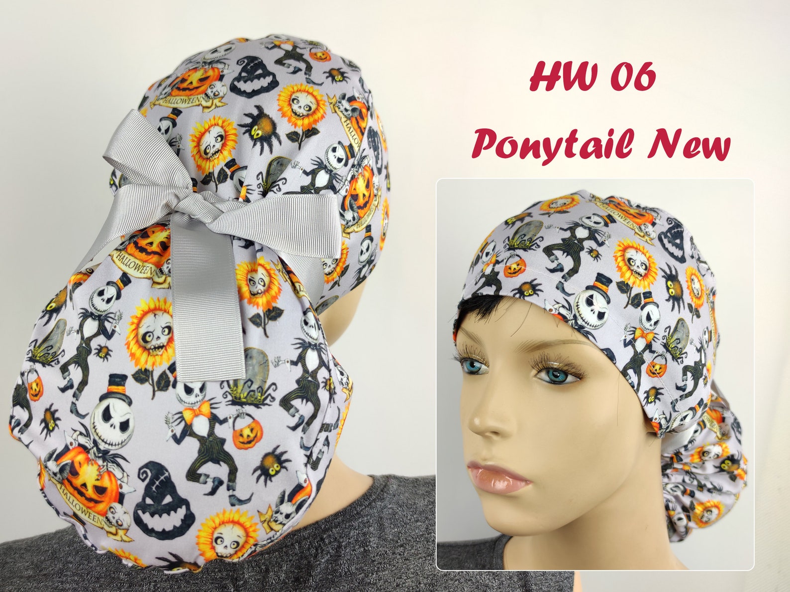 Halloween Scrub Cap Ponytail Surgical Cap Skeleton Nurse Hat - Etsy