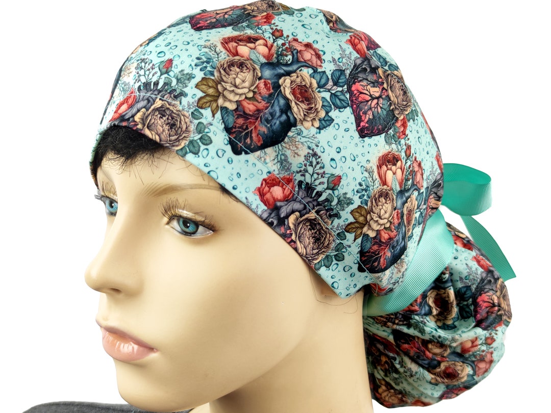 Cardio Scrub Cap, Heart Surgery Cap for Women, Anatomy Scrub Hat With ...