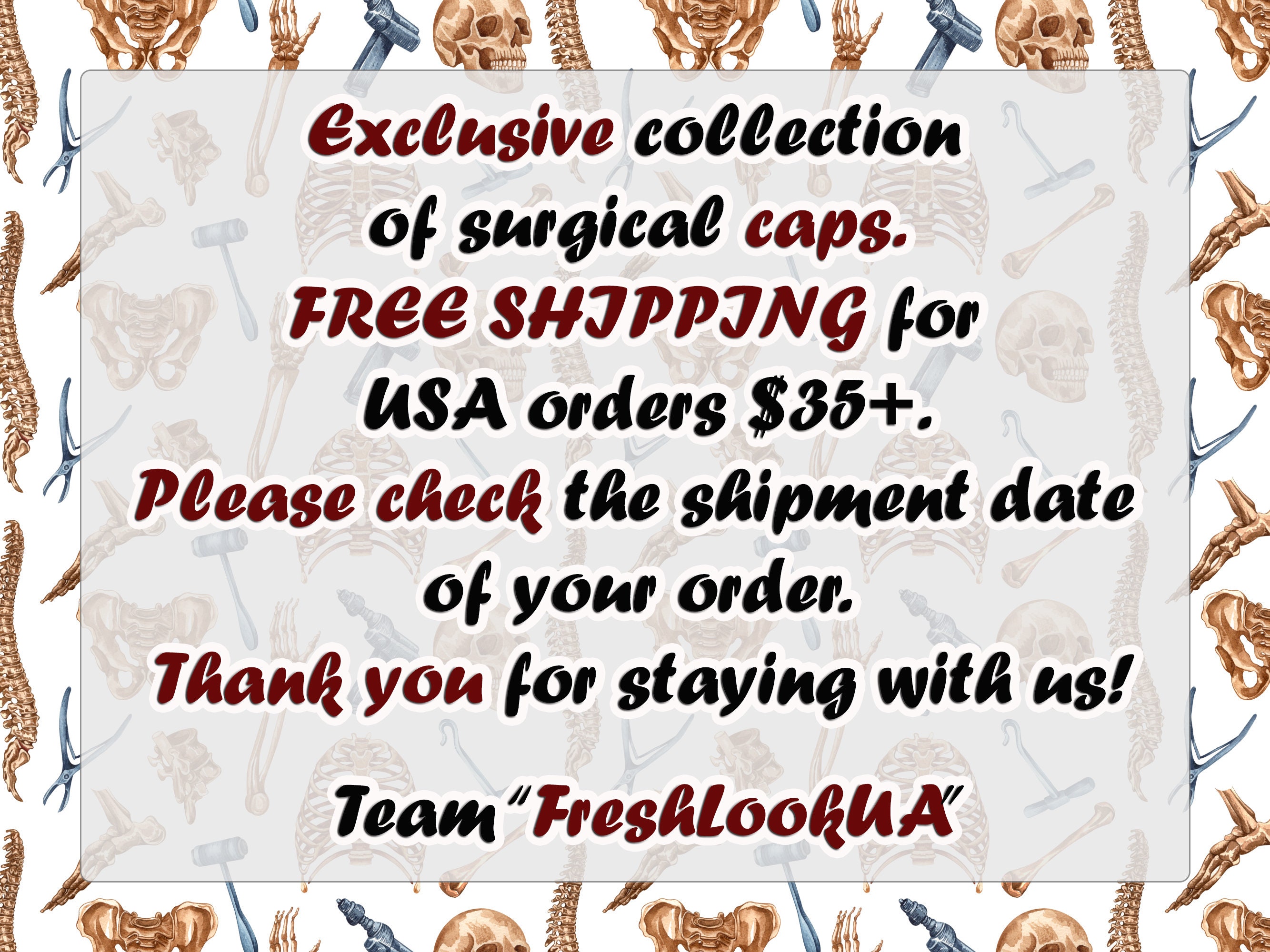 Bones Print Scrub Cap, Orthopedic Surgical Hat, Anatomy Skeleton Scrub ...