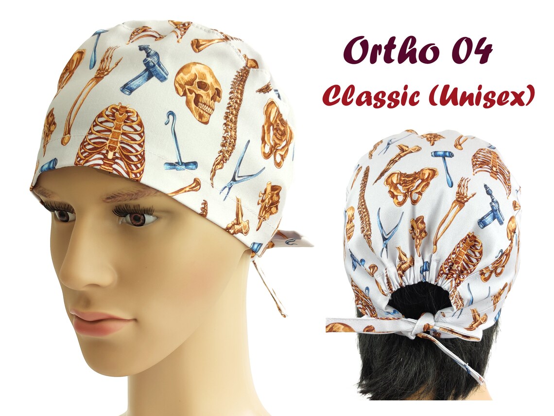 Bones Print Scrub Cap, Orthopedic Surgical Hat, Anatomy Skeleton Scrub ...