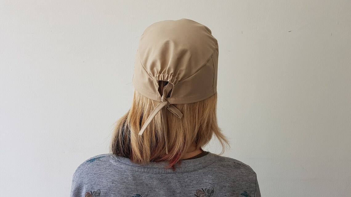 Scrub Cap Solid Beige, Washable Surgical Cap, Nurse Medical Tie Back ...