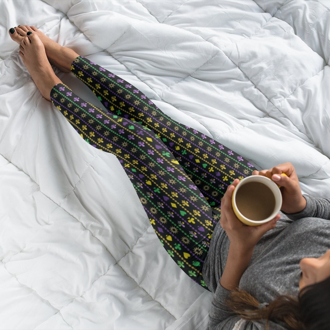Mardi Gras Leggings for Women, Mardi Gras Yoga Pant, Stripe Tights ...