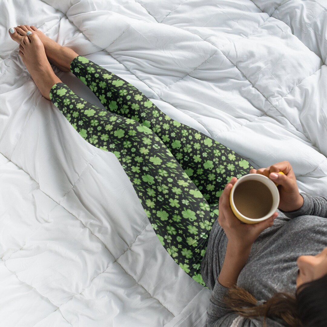 St Patricks Day Shamrock Leggings for Women, Shamrock Yoga Pant, Womens ...