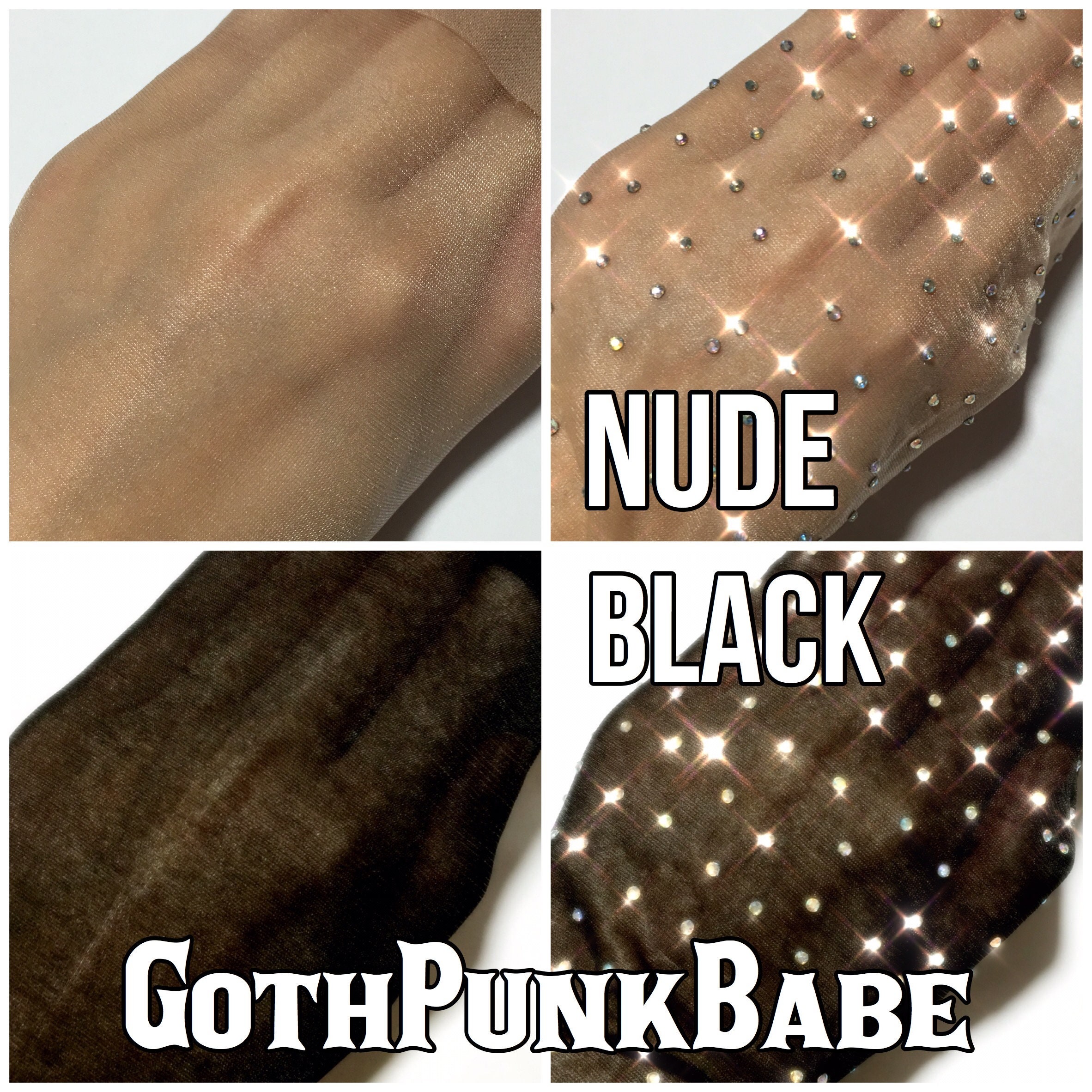 Crystal Sheer Tights. Black Skin Tone Rhinestone Stockings Sheer Nylon ...