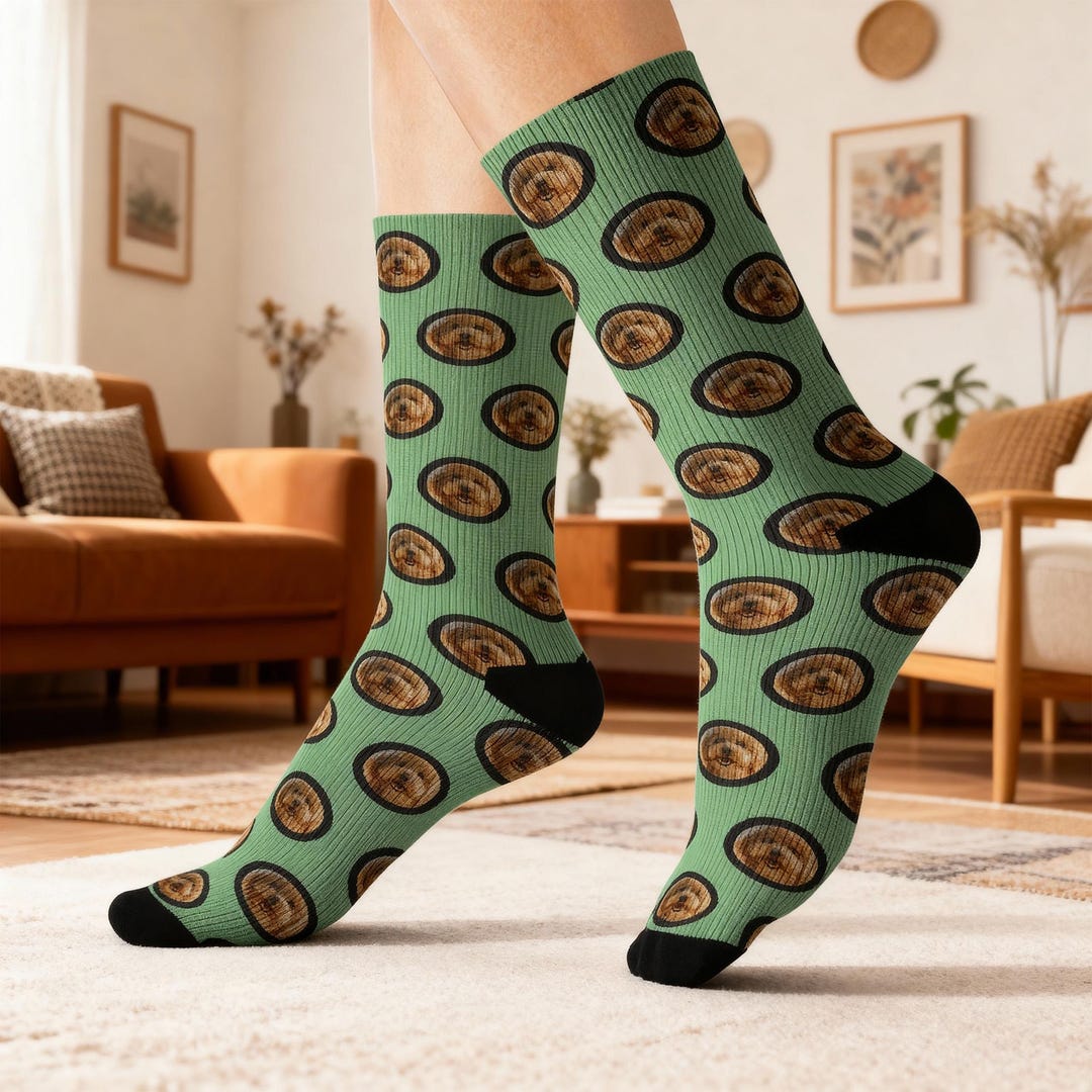 Avocado Pattern Sublimation Socks | Green Avocado Print Socks ...