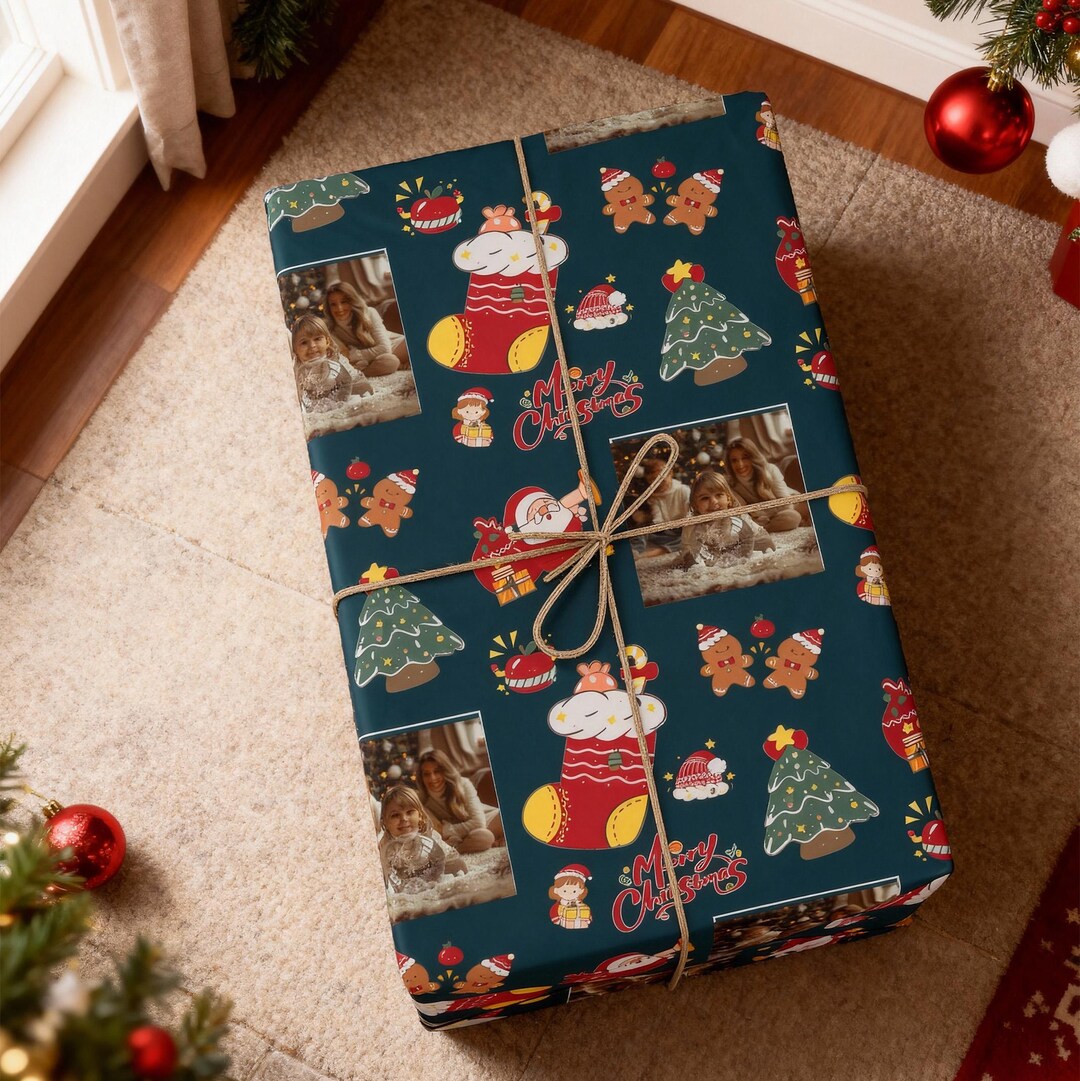 Custom Wrapping Paper Using Photo, Christmas Pattern Gift Wrap Paper ...