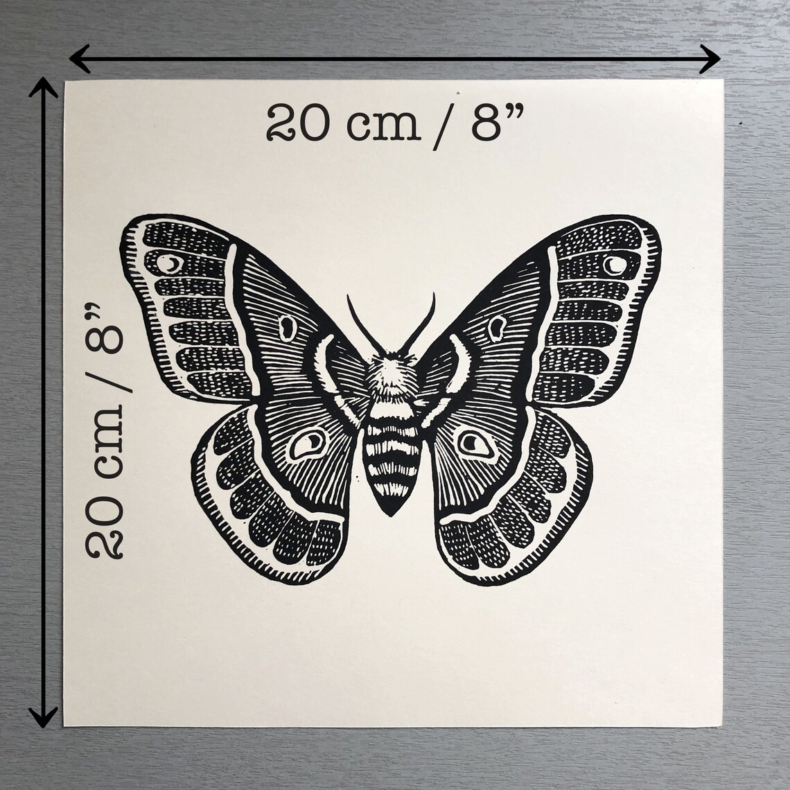 Moth Linocut Print Original Hand Printed Linocut Butterfly - Etsy