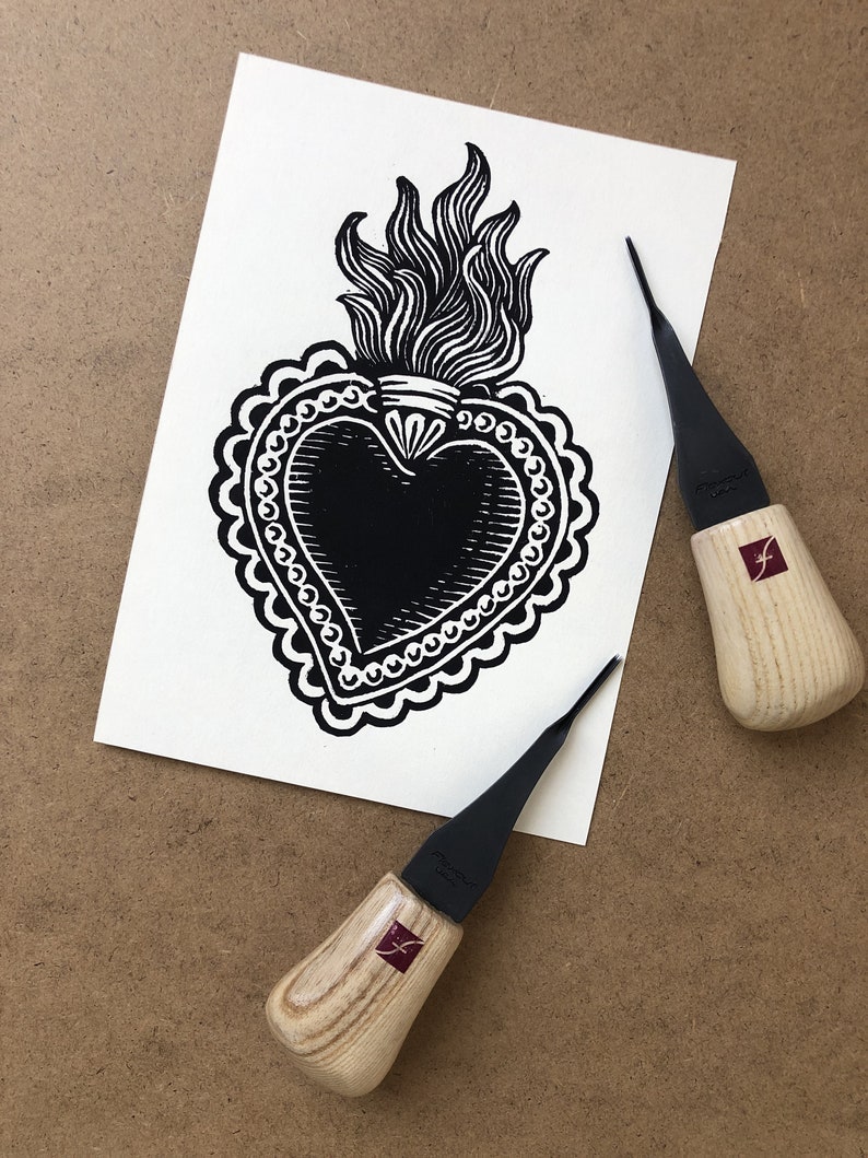 Sacred Heart Lino Print Linocut Print Original handmade - Etsy Italia