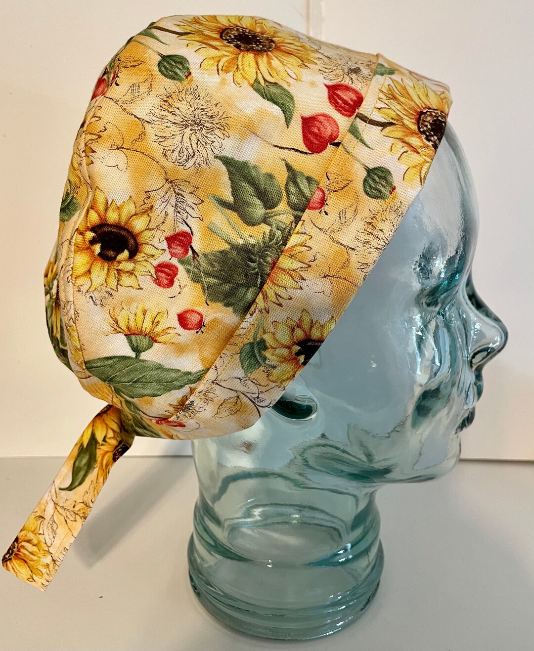 Bouffant Style Sunflowers Surgical Scrub or Chemo Cap Tieback - Etsy