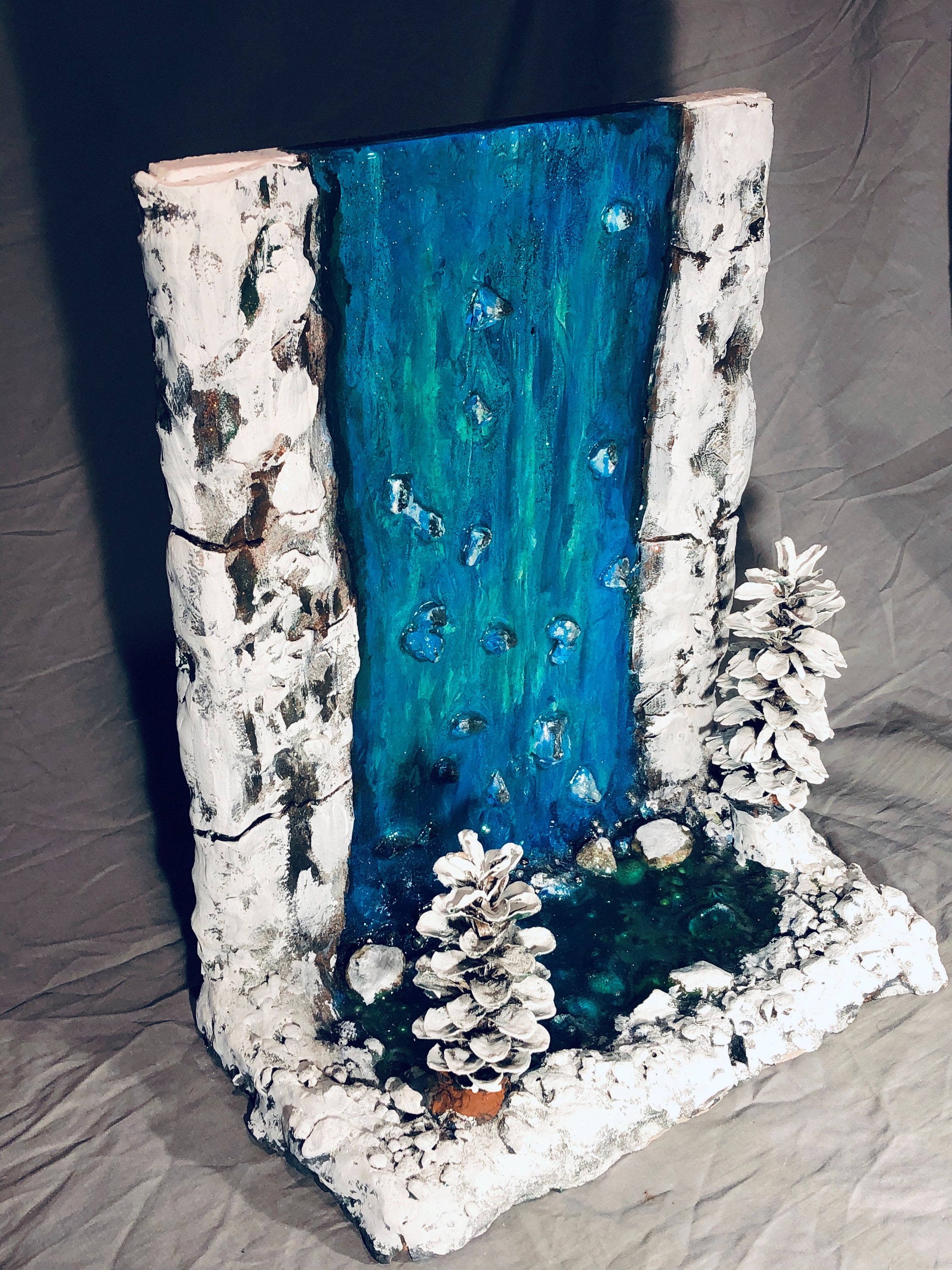 Acrylic Waterfall Sculpture Clay, Wood, Art, Sculpture, Waterfall ...