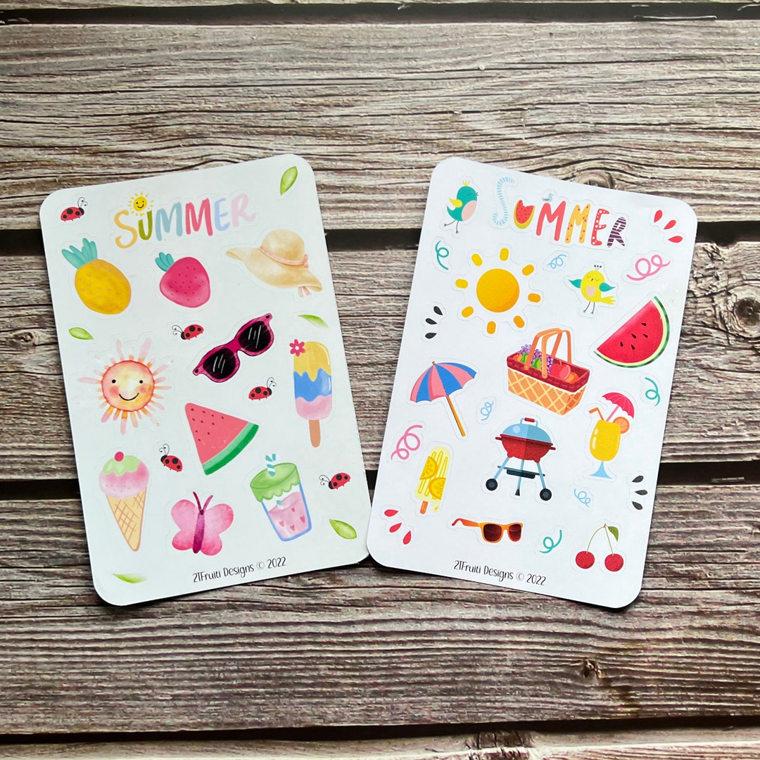 Summer Fun Bullet Journal Planner Scrapbooking Sticker Sheets | 4" X 6 ...