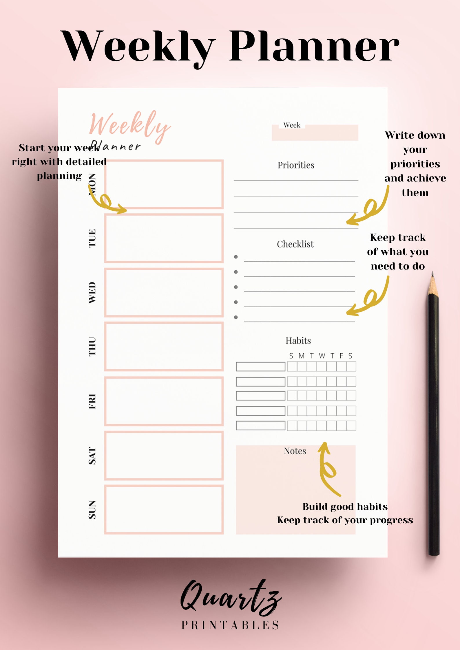 WEEKLY PLANNER 2021 Weekly Planner Printable Planner Weekly - Etsy Hong ...