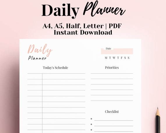 Printable Daily Planner 2020-2021 Hourly Planner Day | Etsy