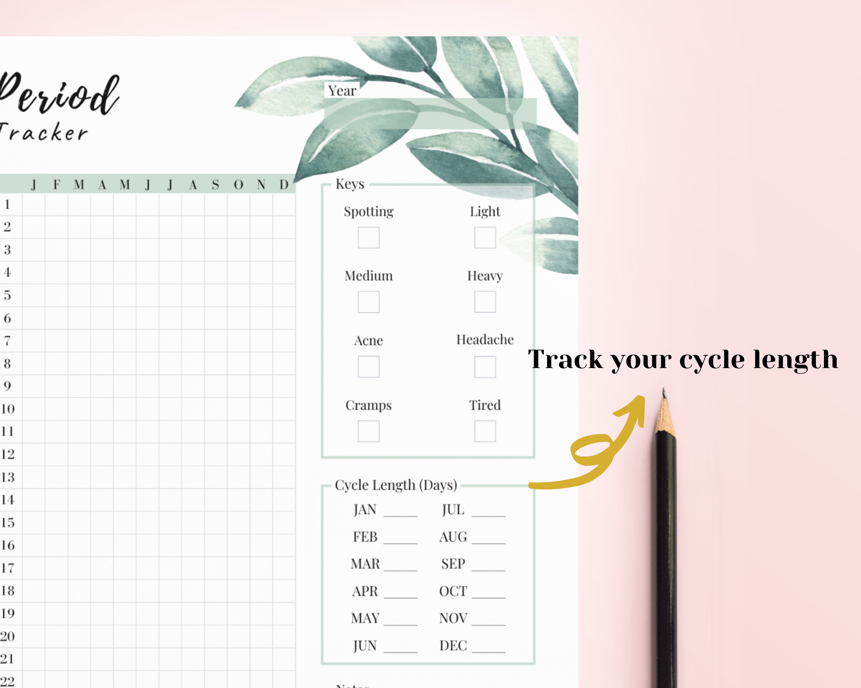 PERIOD TRACKER Printable, Menstrual Cycle Tracker, Period Journal ...