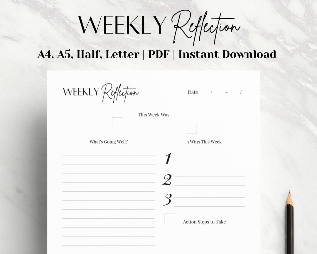 Weekly Reflection Journal Weekly Review 2021 Weekly Planner - Etsy