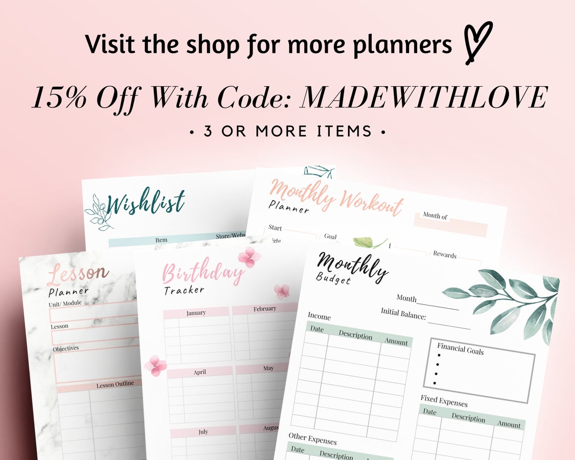 2021 Weekly Planner Printable Undated Weekly Schedule Daily | Etsy