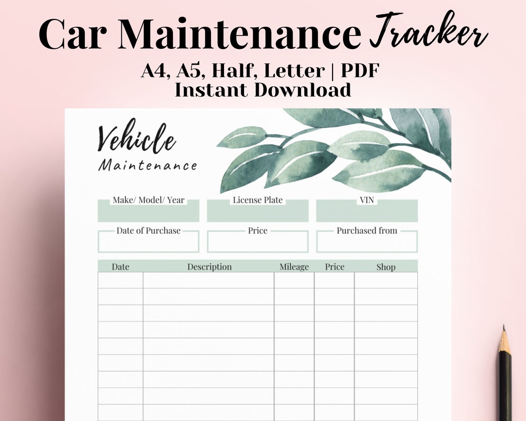 Car Maintenance Log Printable, Vehicle Maintenance, Auto Repairs ...