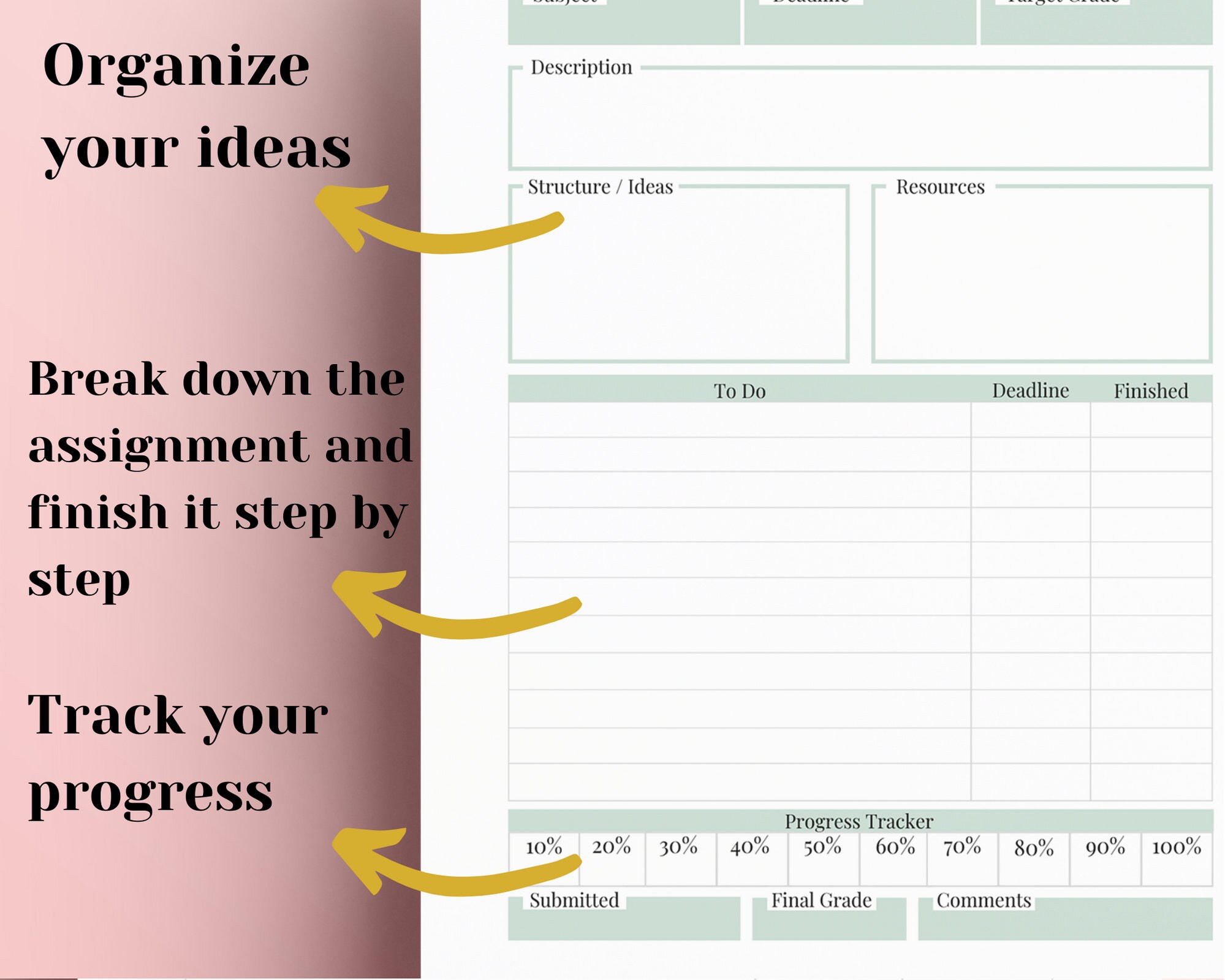Assignment Planner Printable, Assignment Tracker, Homework Planner ...