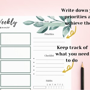 2021 Weekly Planner Printable, Undated Weekly Schedule, Daily Planner ...