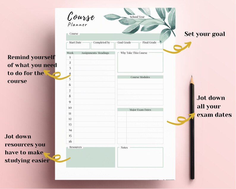 Student Planner Printable Study Planner Undated Academic | Etsy