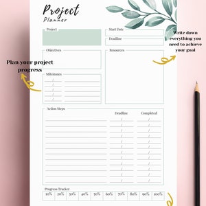 Printable Project Planner Template, Work Productivity Planner, Project ...