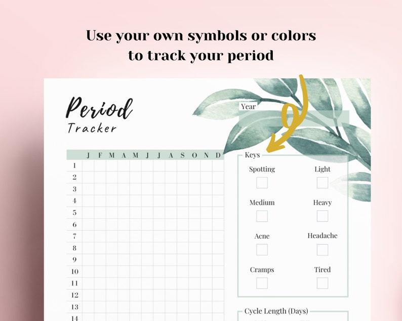 PERIOD TRACKER Printable, Menstrual Cycle Tracker, Period Journal ...