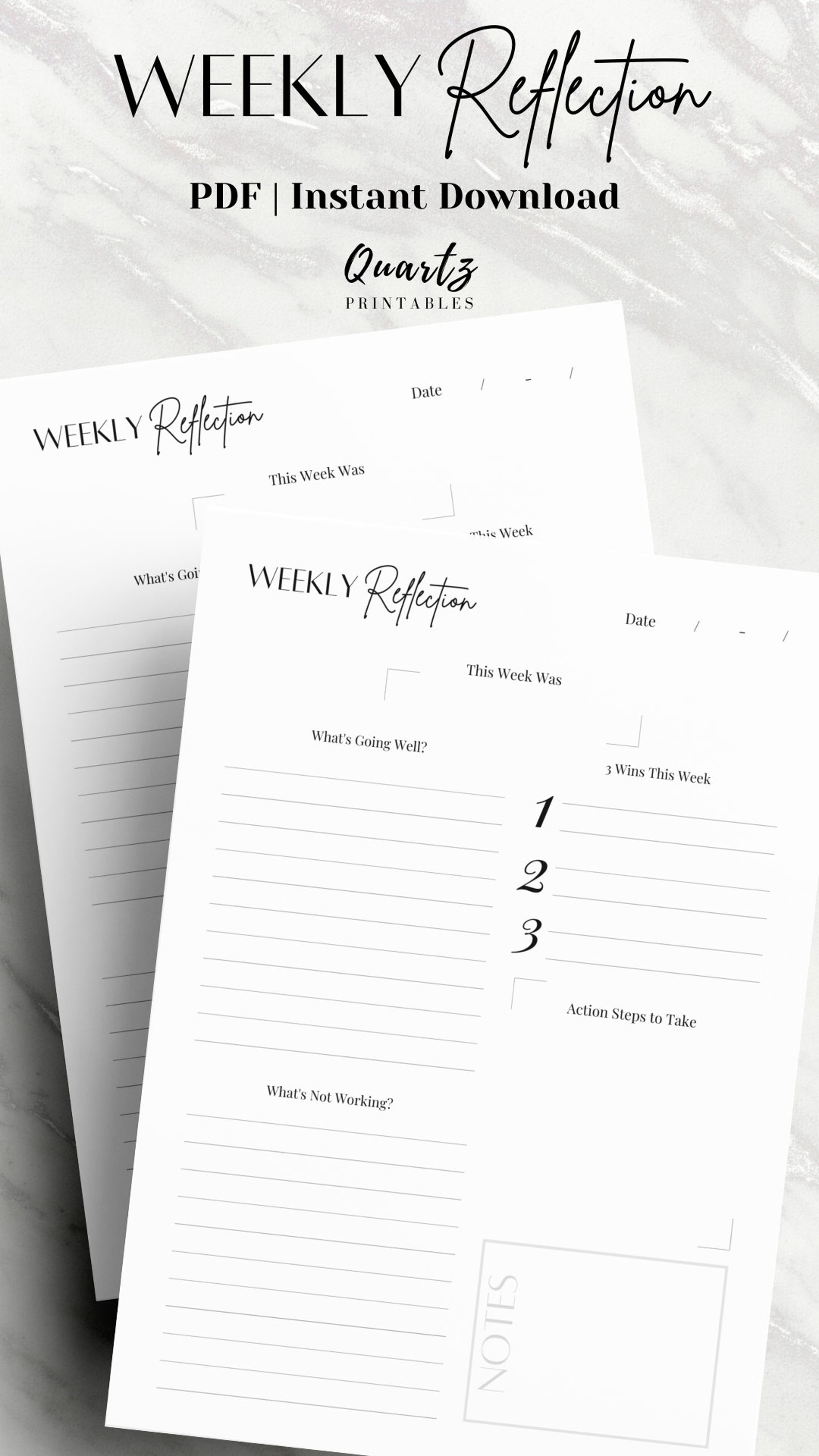 Weekly Reflection Journal Weekly Review 2021 Weekly Planner - Etsy