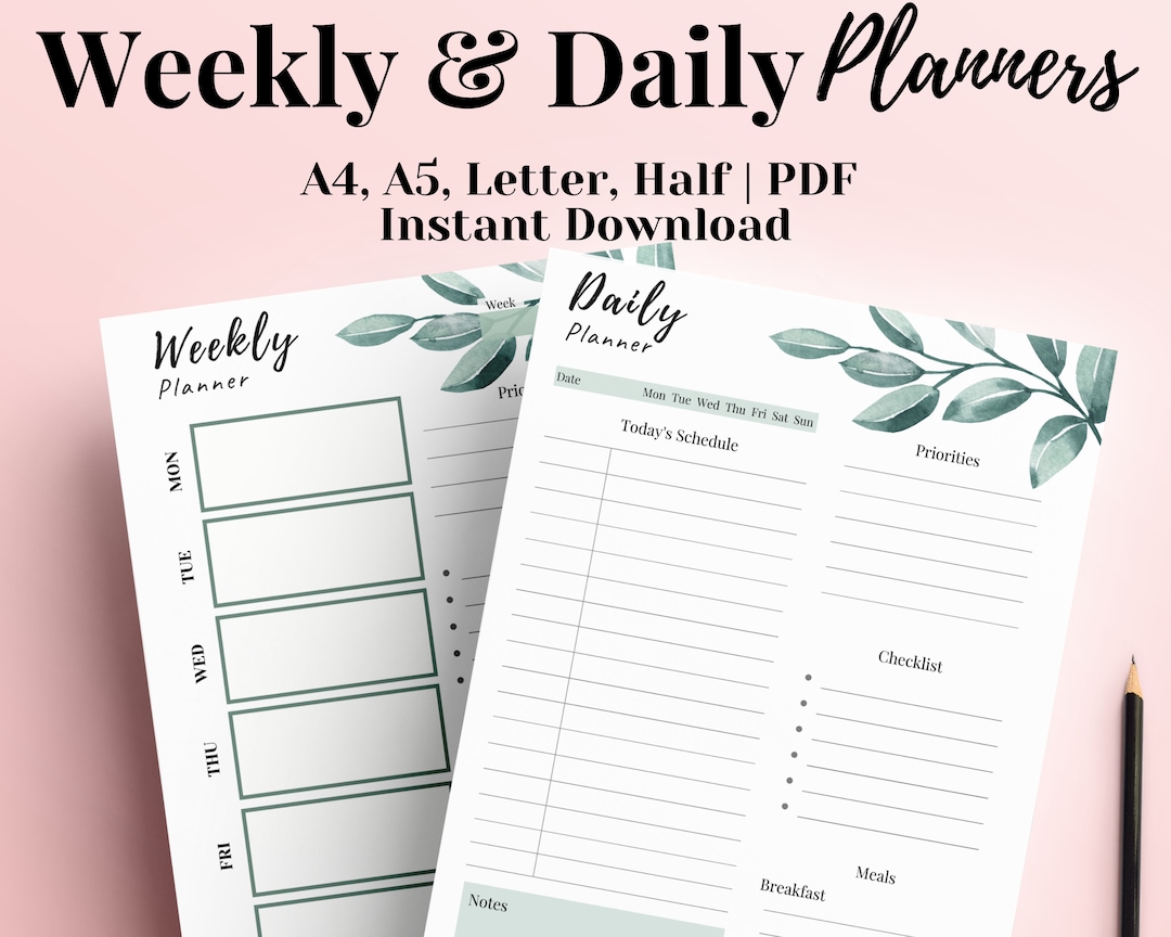 2021 Weekly Planner Printable, Undated Weekly Schedule, Daily Planner ...