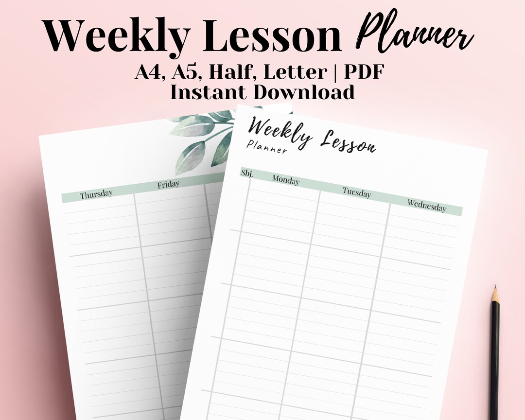 Printable Weekly Teacher Planner, Lesson Plan Template, Lesson Plan ...