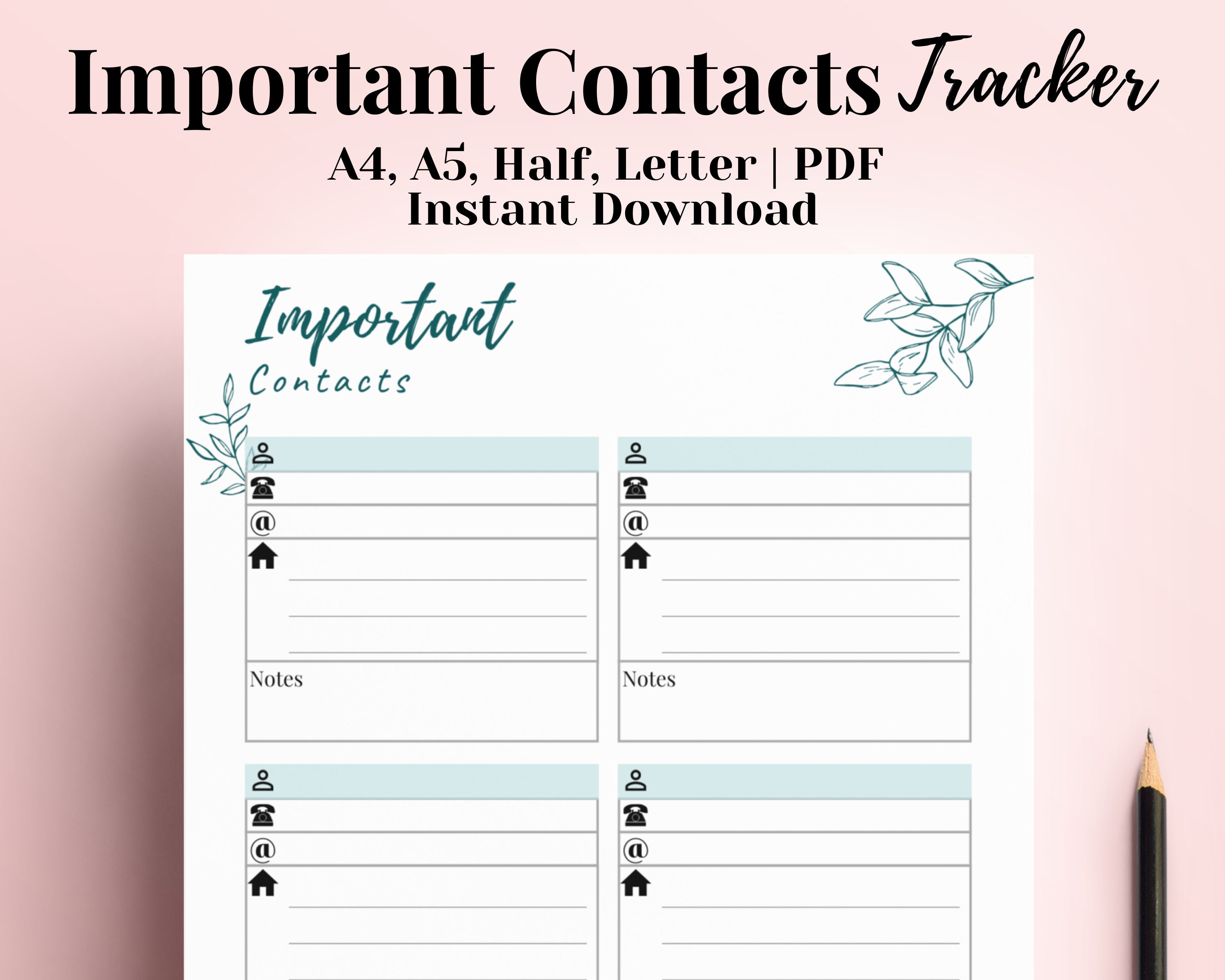 Basic Contact Information Sheet Printable