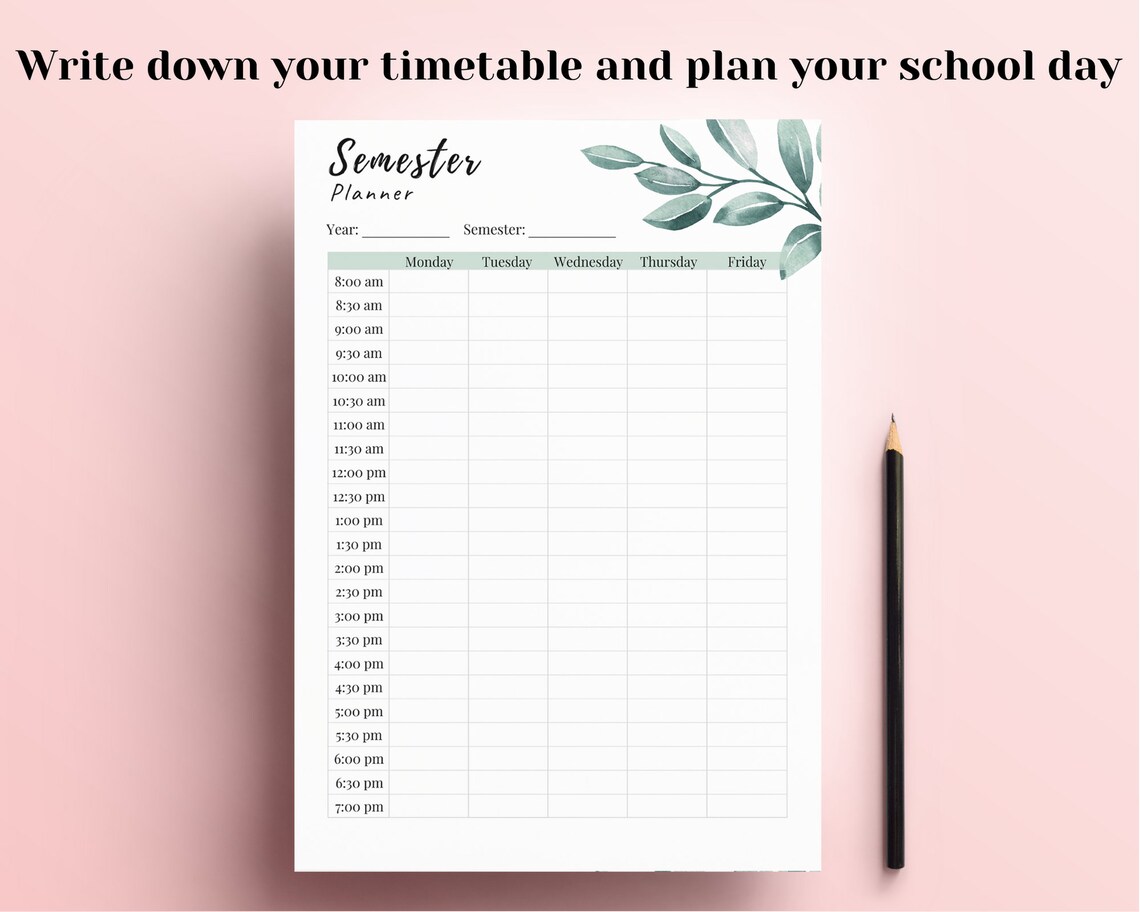 Student Planner Printable Study Planner Undated Academic | Etsy