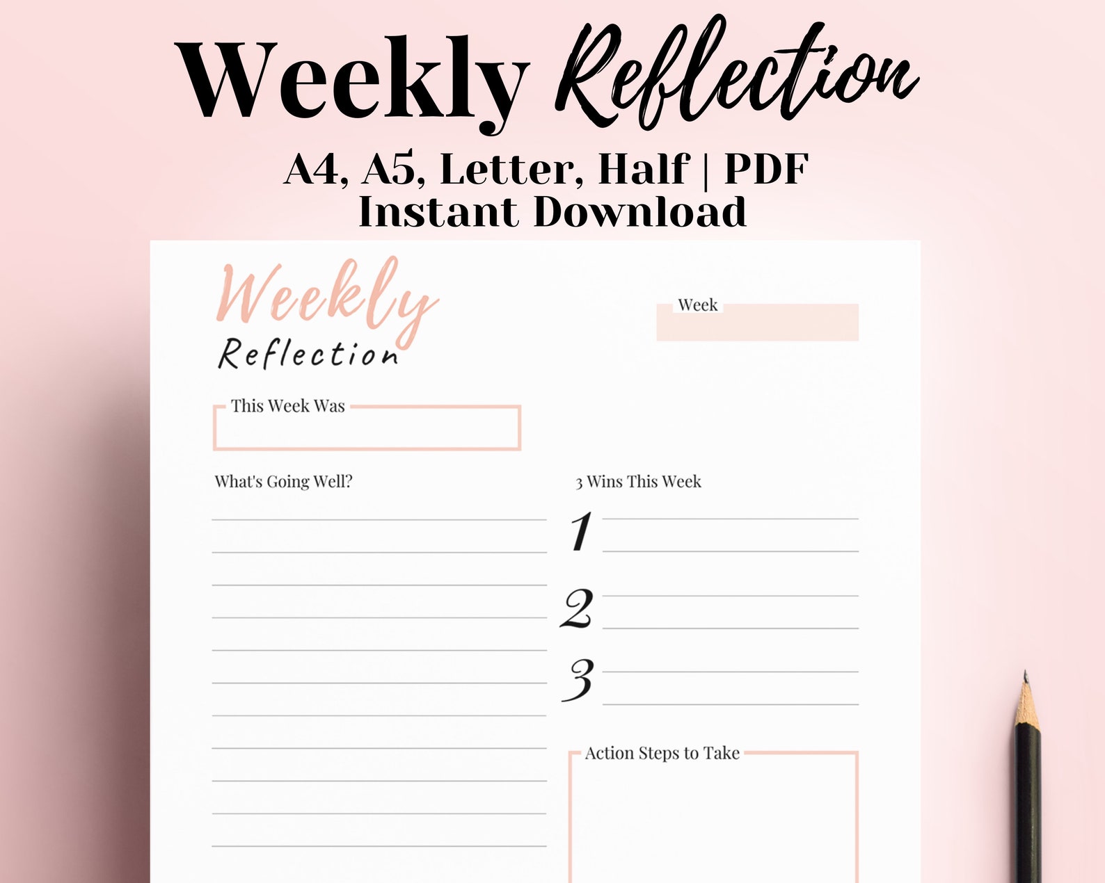 Weekly Reflection Journal Weekly Review 2021 Weekly Planner - Etsy ...