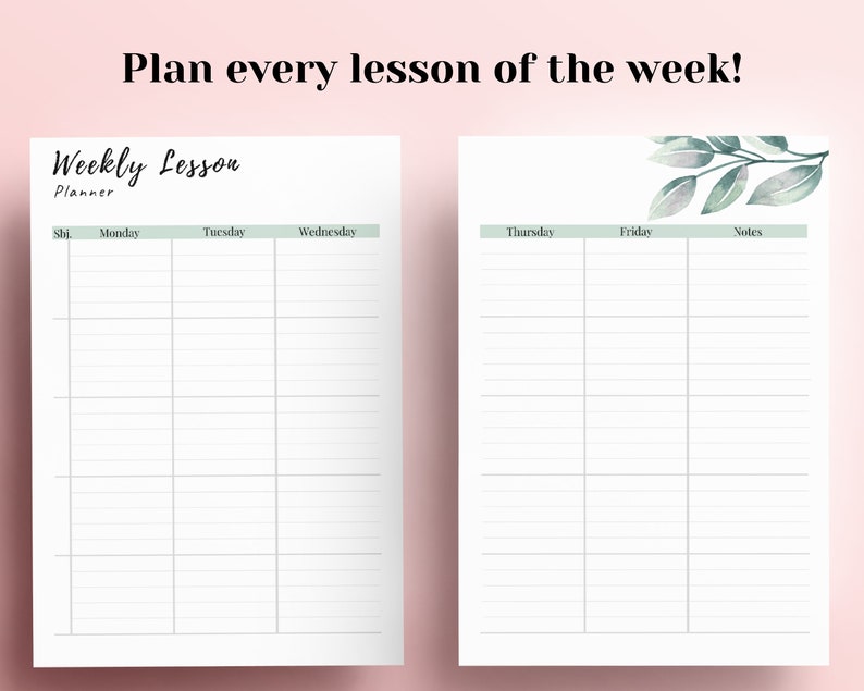 Printable Weekly Teacher Planner, Lesson Plan Template, Lesson Plan ...