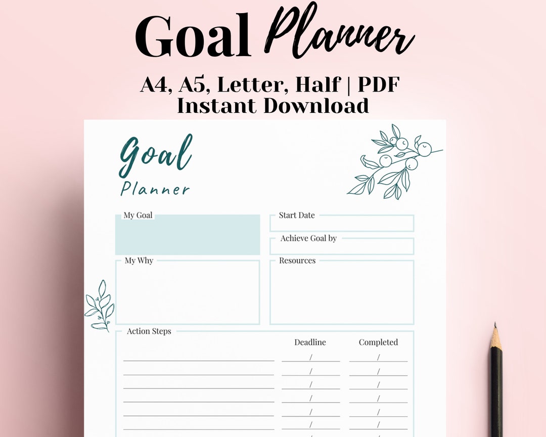 Goal Setting Planner Printable, Goal Tracker, Project Planner ...