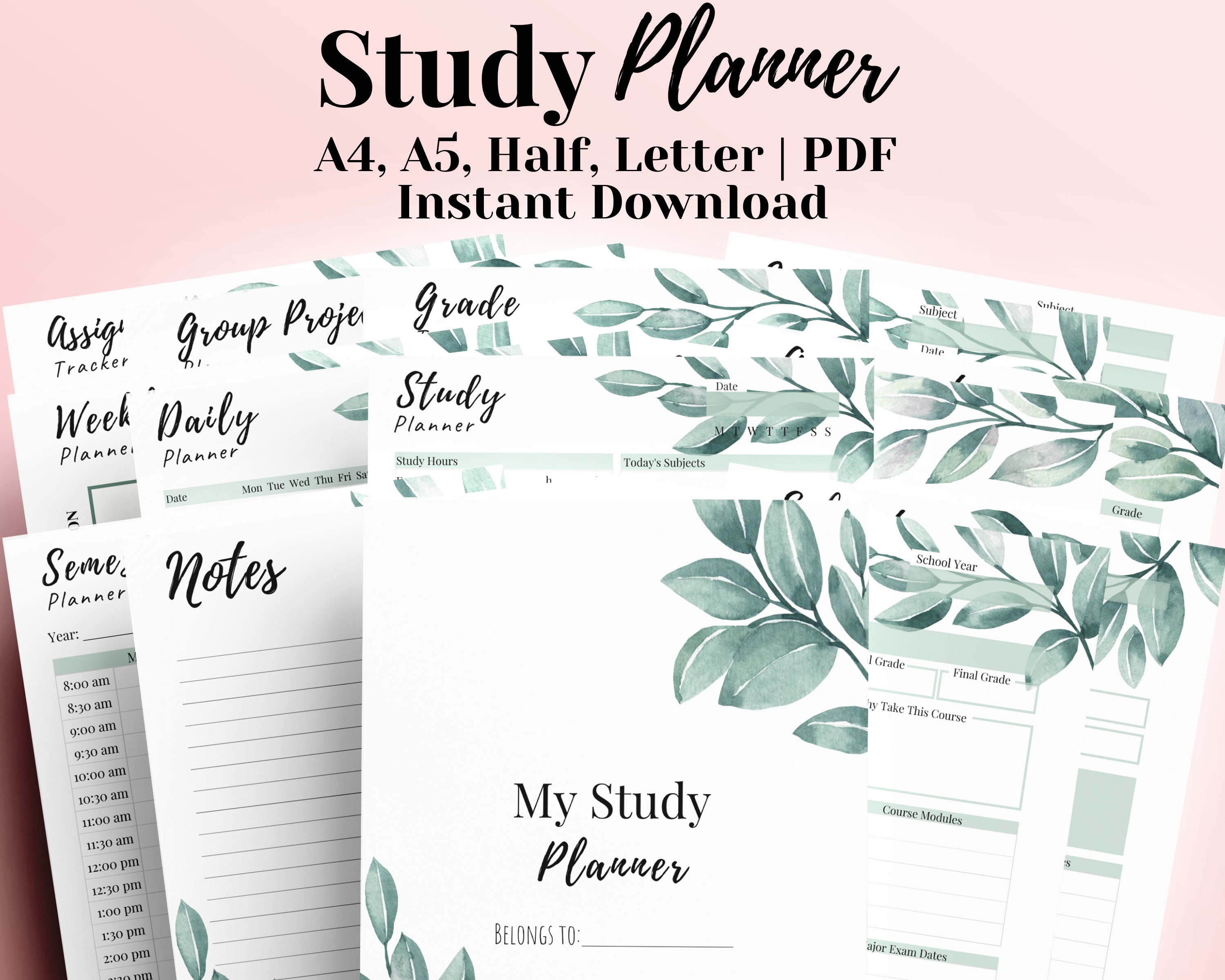 Student Planner Printable Study Planner Undated Academic - Etsy Hong Kong