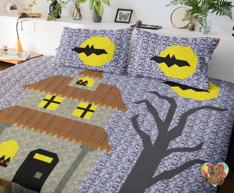 Halloween Quilt Block Pattern Downloadable PDF Haunted House - Etsy