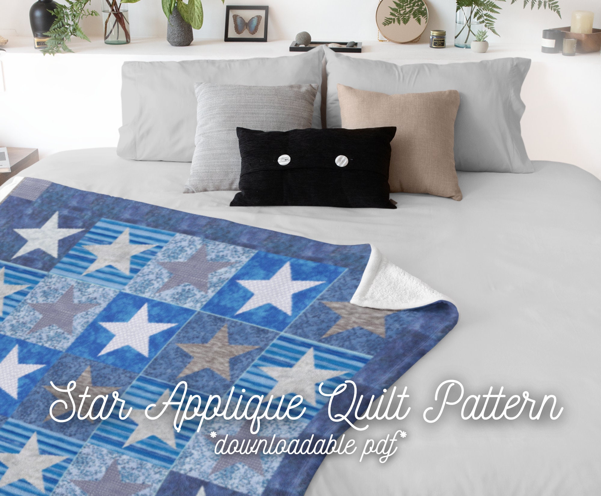 Star Applique Quilt Pattern Digital PDF Quilt Pattern | Etsy