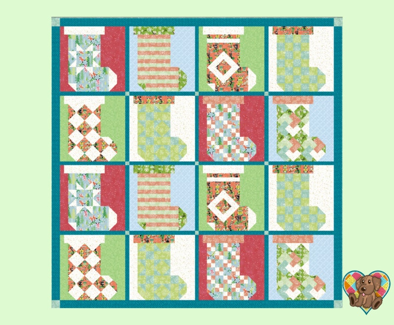 Christmas Stockings Quilt Block Pattern Downloadable Christmas Quilt ...