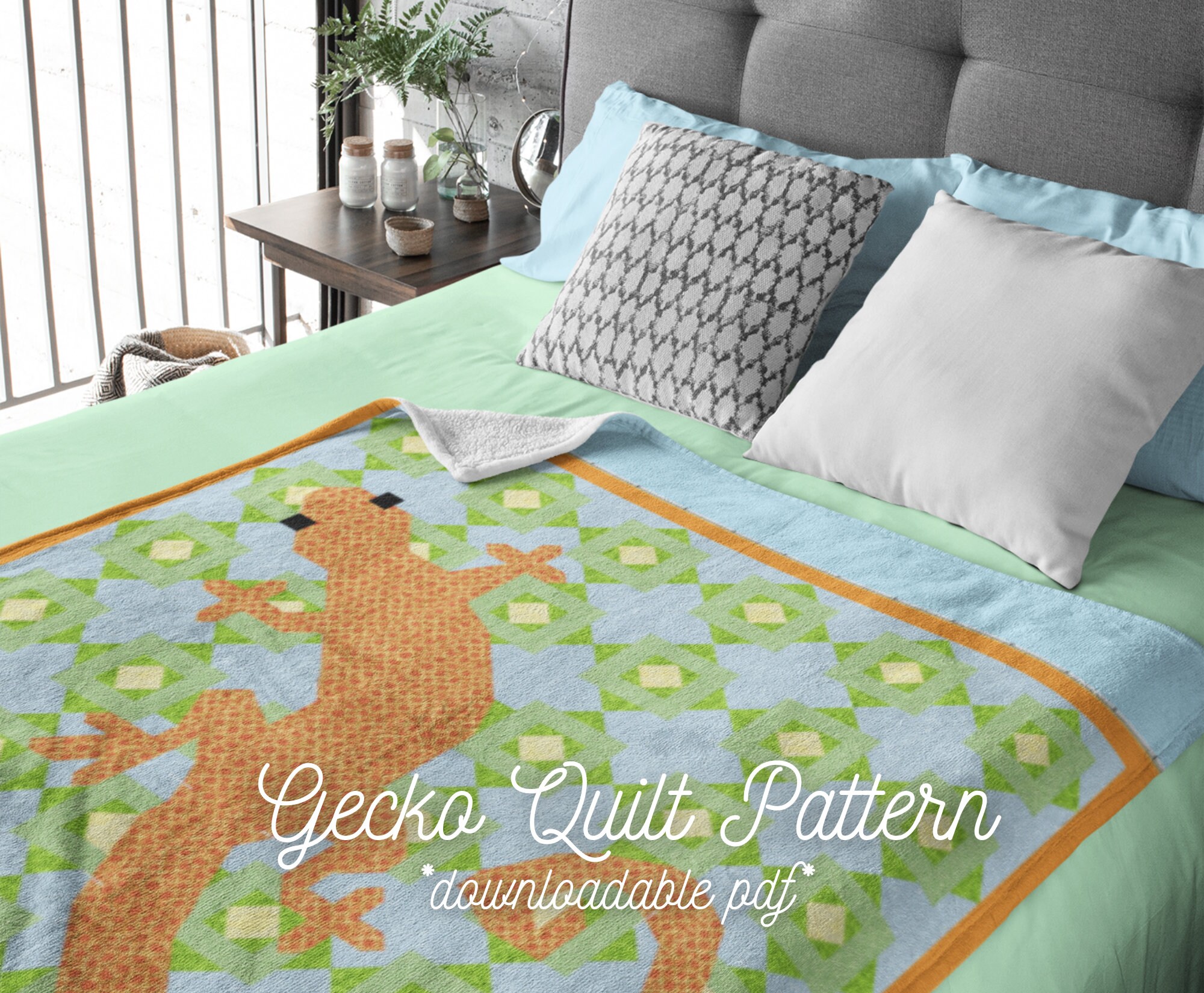 Gecko Quilt Block Pattern Downloadable PDF Gecko Quilt | Etsy