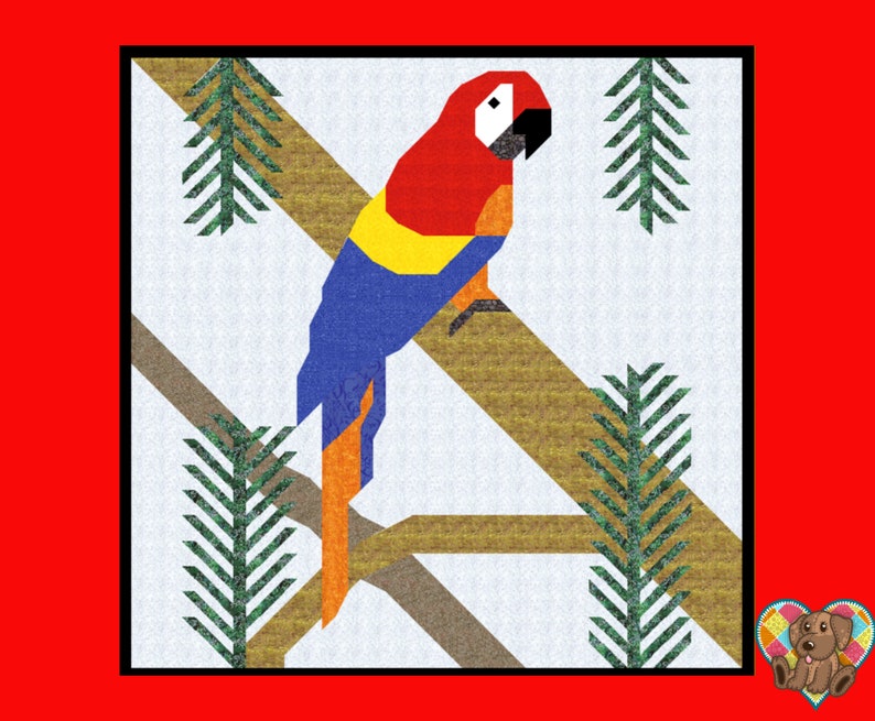 Parrot Quilt Block Pattern Downloadable PDF Parrot Quilt - Etsy