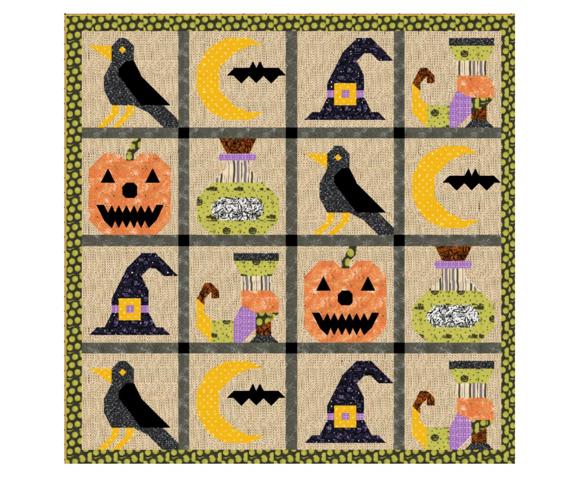 Halloween Witch Downloadable Quilt Pattern Halloween Quilt Pattern ...