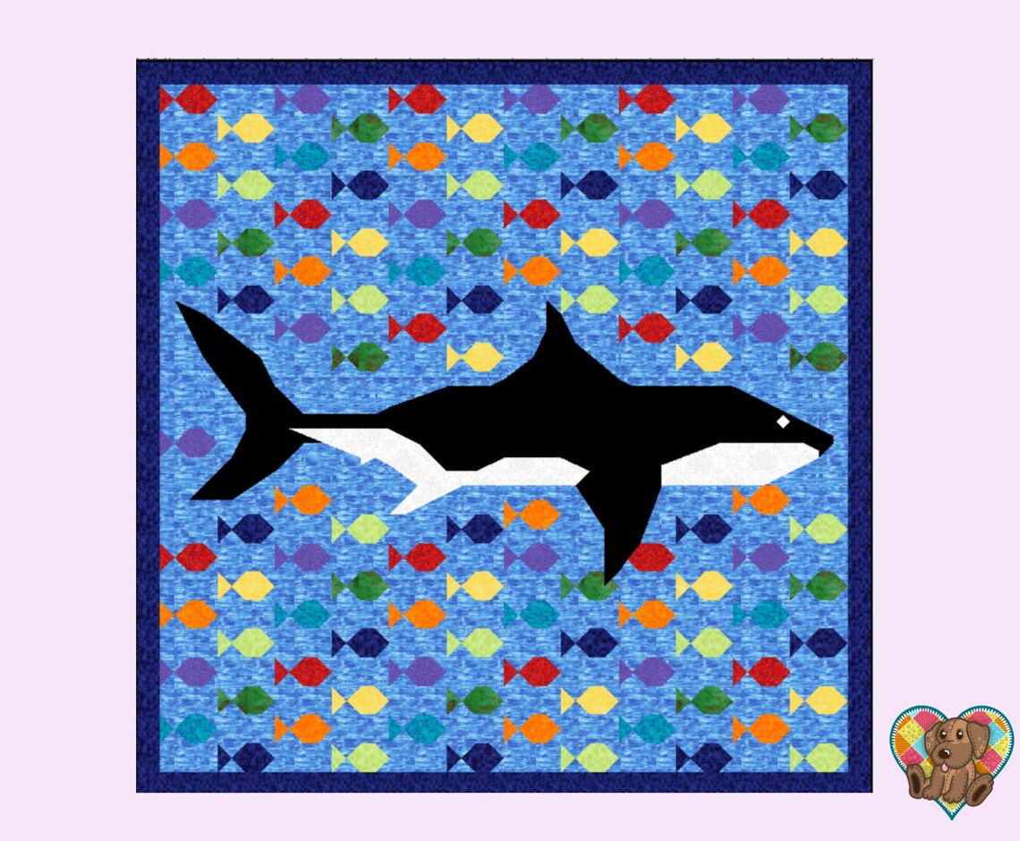 Great White Shark Quilt Block Pattern Downloadable Quilt Pattern Shark ...
