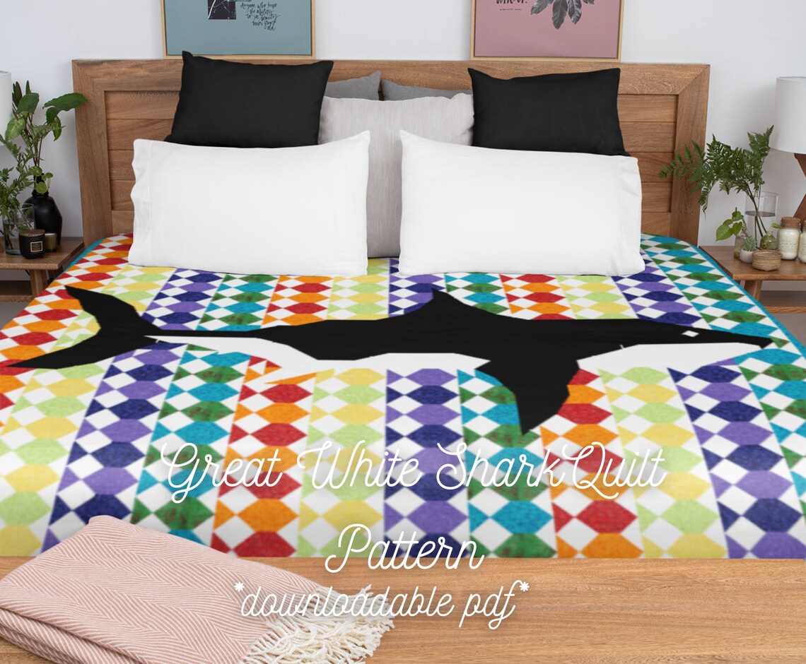 Great White Shark Quilt Block Pattern Downloadable Quilt - Etsy