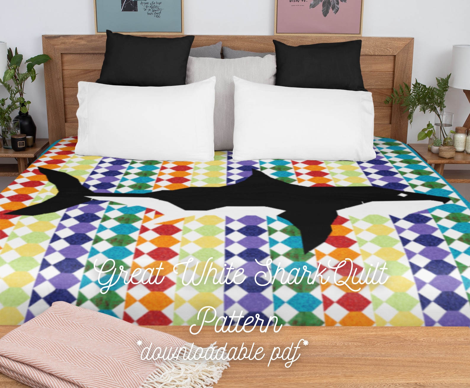 Great White Shark Quilt Block Pattern Downloadable Quilt - Etsy