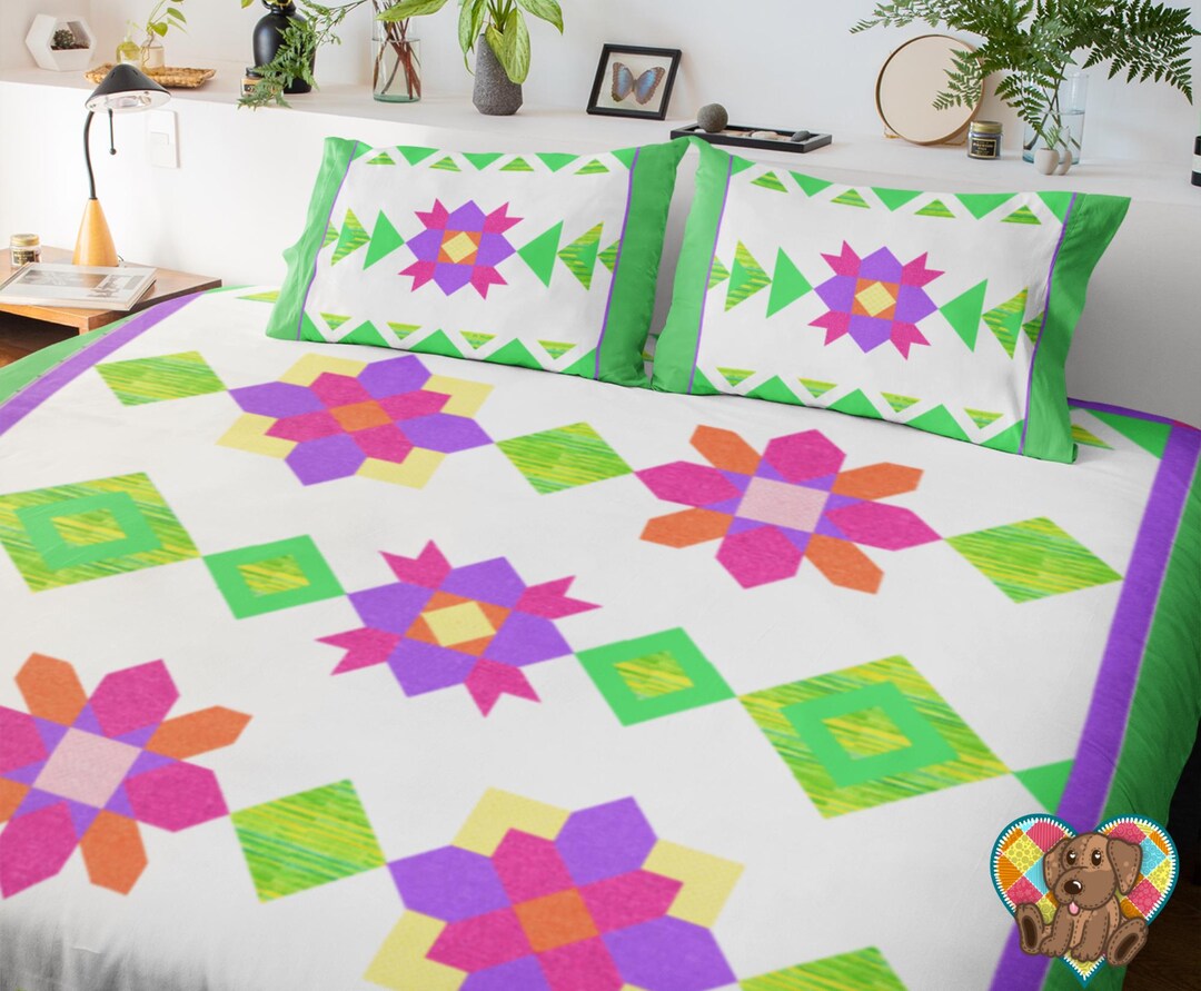 Garden Patch Quilt Pattern | Downloadable PDF Flower Garden Quilt ...